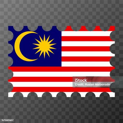 Prangko Dengan Bendera Malaysia Ilustrasi Vektor Ilustrasi Stok Unduh