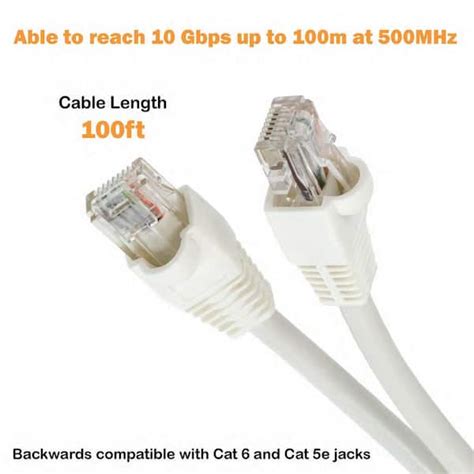 Commercial Electric Ce 100 Ft Cat 6a Utp Patch Cable White 56100 Wh Vn The Home Depot