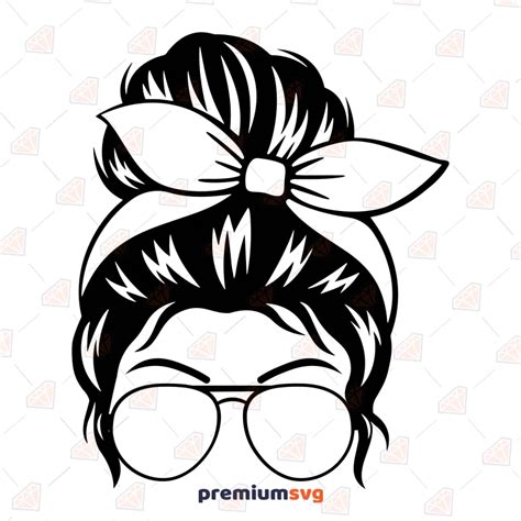 Art Collectibles Digital Hair Hustler Messy Bun Sunglasses PNG Design