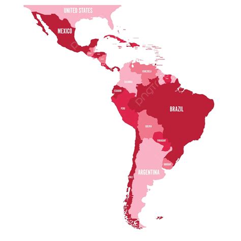 Flat Vector Latin America Map With Maroon Country Labels Vector