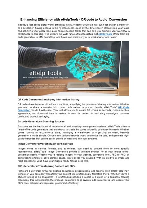 Ppt Enhancing Efficiency With Ehelptools Qr Code To Audio