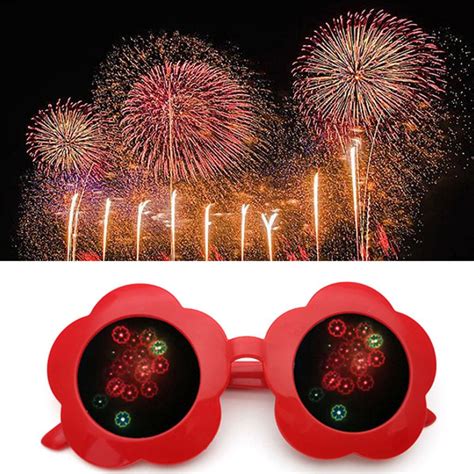 Flower Shape Special Effect Sunglasses Light Diffraction Glasses Red Uniqbuy