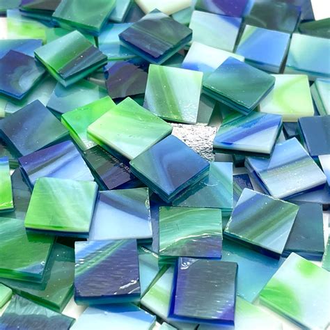 Blue White And Green Stained Glass Mosaic Tiles Mosaic Tile Mania