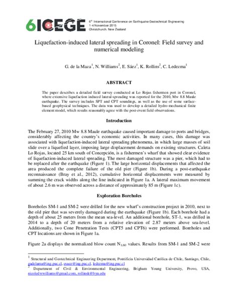 Pdf Liquefaction Induced Lateral Spreading In Coronel Field Survey