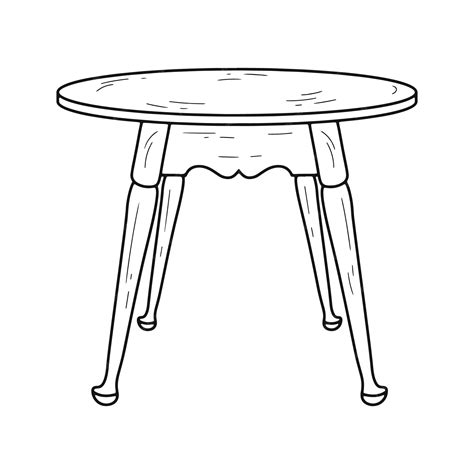 Premium Vector Round Side Table Sketch Isolated Vector