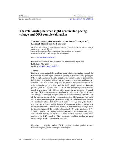 Pdf The Relationship Between Right Ventricular Pacing Voltage And Qrs Complex Duration