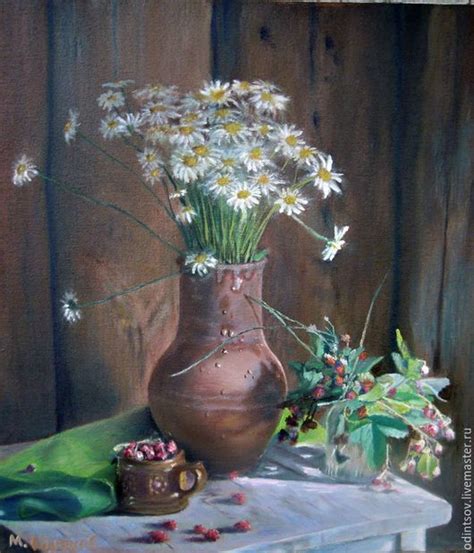 Ромашки в глиняном кувшине в интернет магазине на Ярмарке Мастеров Картины Краснодар