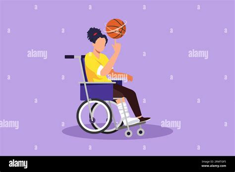 Graphic Flat Design Drawing Cute Beautiful Girl In Wheelchair Plays