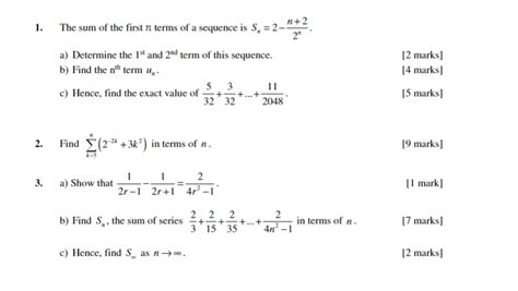 Solved 1 The Sum Of The First N Terms Of A Sequence Is