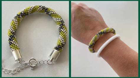 Schéma gratuit Bracelet spirale crochet 8 perles par tour tuto pour