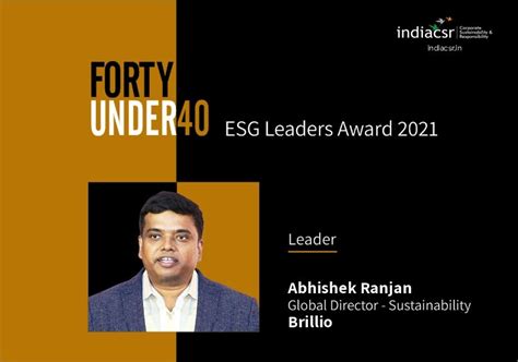 India Csr Forty Under 40 Esg Leader Abhishek Ranjan Director