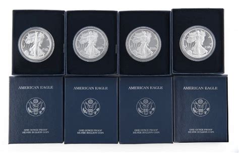 4 American Proof Silver Eagles