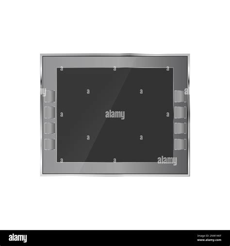 Industrial Personal Computer Operator Panel Screen Front View Vector
