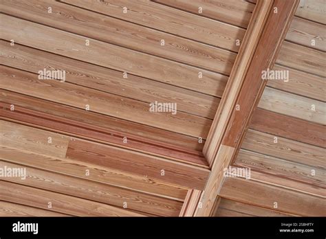 Wooden Roof Lumber Beam Structure From Inside Stock Photo Alamy