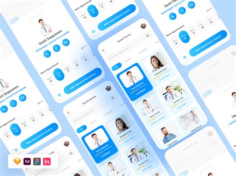 Free Doctor Medical App UI Template Sketch Figma XD Behance