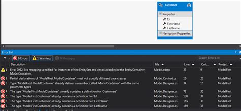 C Entity Framework Error When Using Model First To Generate Code