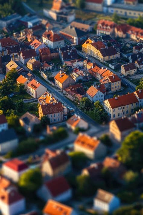 Aerial View Of A Small Town With Many Houses Perfect For Maps Real Estate Or Travel Use Stock