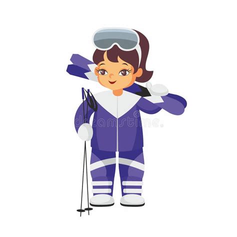 Skier In A Blue Suit Stock Vector Illustration Of Winter 85320949