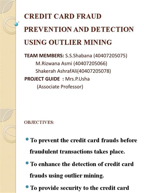Credit Card Fraud Prevention And Detection Using Outlier Pdf Fraud