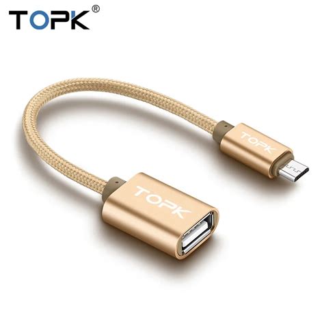 TOPK Micro USB OTG Cable USB OTG Adapter Converter For Samsung Xiaomi Huawei LG Sony TCL Htc
