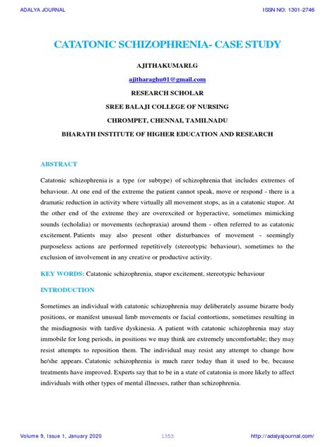 Catatonic Schizophrenia Case Study Pdf Schizophrenia