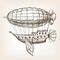Steampunk Mechanical Flying Airship Sketch Vector Stock Vector