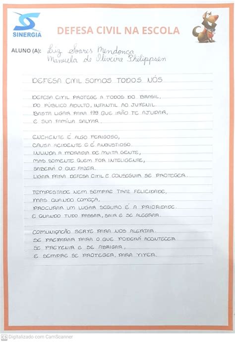 Programa Defesa Civil na Escola no Colégio Sinergia Navegantes SC