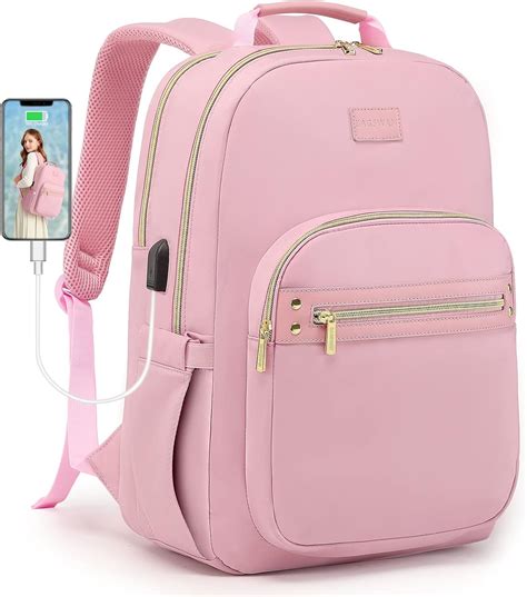 Pink Laptop Backpack Women Bookbag 15 6 Inch Computer