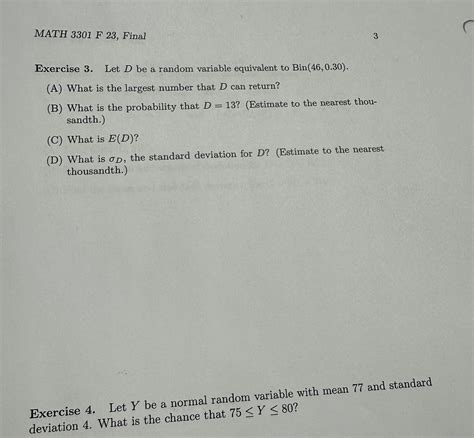Solved Exercise 3 Let D Be A Random Variable Equivalent To