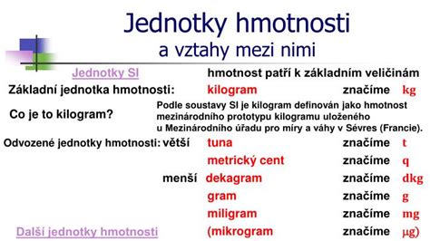 Ppt P Evody Jednotek Hmotnosti Powerpoint Presentation Id