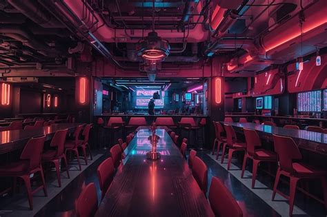 Premium Ai Image Cyberpunk Dining Room High Tech Vibes And Neon