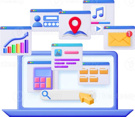 3d Laptop Application Windows Interface 35712001 Png