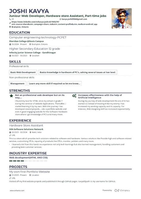kavya joshi on linkedin enhancv learnwithme