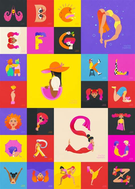 Alphabet Lettering Abcs Of People — Vinitha Mammen Lettering And Illustration Lettering