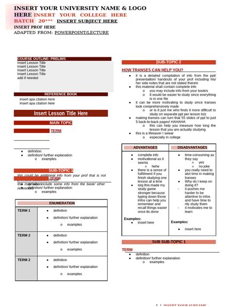 Transes Template By Rehina A Pdf