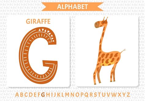 Un Alfabeto Con Una Jirafa Y Una Letra G Vector Premium