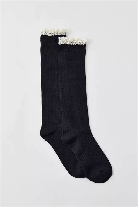 Waffle Knit Knee High Sock Urban Outfitters