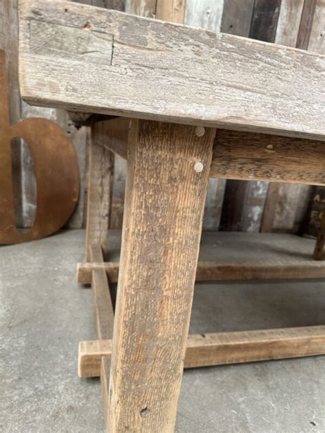 Antique Rustic Farmhouse Rectangular Barn Door Kitchen Dining Table C