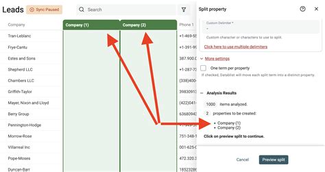 Split Text Into Different Properties Datablist