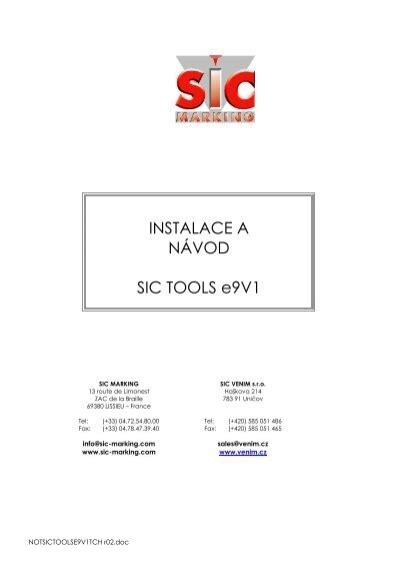 instalace a nÃ vod sic tools e9v1 sic venim s r o