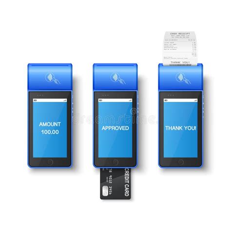 Vector 3d Blue Nfc Payment Machine With Approved Status And Paper Receipt Bill Credit Card