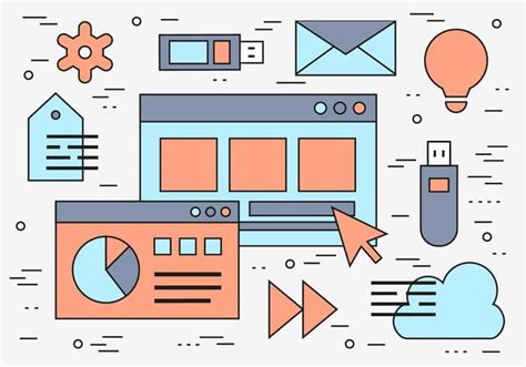 무료 선형 웹 템플릿 아이콘 벡터 배경 Eps Uidownload