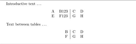 horizontal alignment align raggedleft set of tables to middle and
