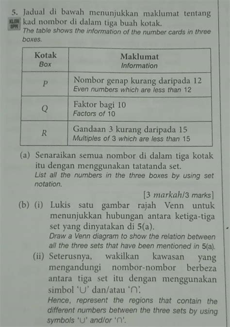 Selesai Jadual Di Bawah Menunjukkan Maklumat Tentang Kad Nombor Di