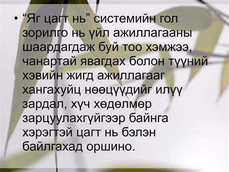 Яг цагт нь систем Ppt