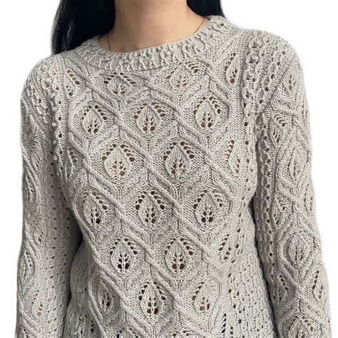 Джемпер женский Ботаника связан спицами шерсть мериноса Италия серый заказать на Ярмарке
