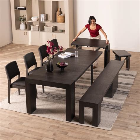 Transformer Table Dining Set With Bench And 4 Chairs
