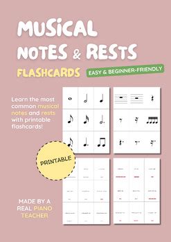 MUSICAL NOTES RESTS Flashcards Printable Beginner Music Lesson