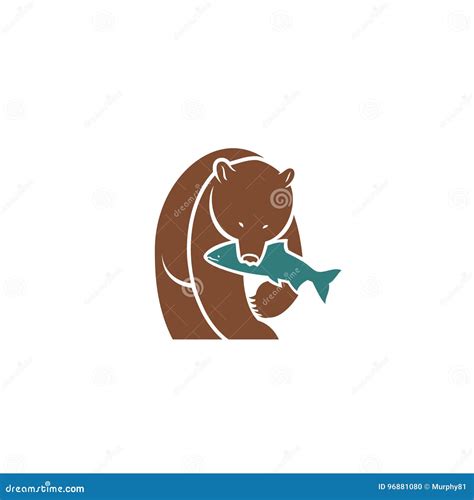 Bear With Caught Fish Vector Illustration Stock Vector Illustration