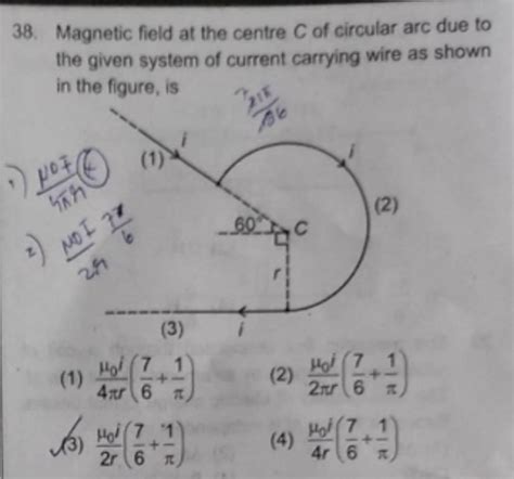Magnetic Field At The Centre C Of Circular Arc Due To The Given System Of